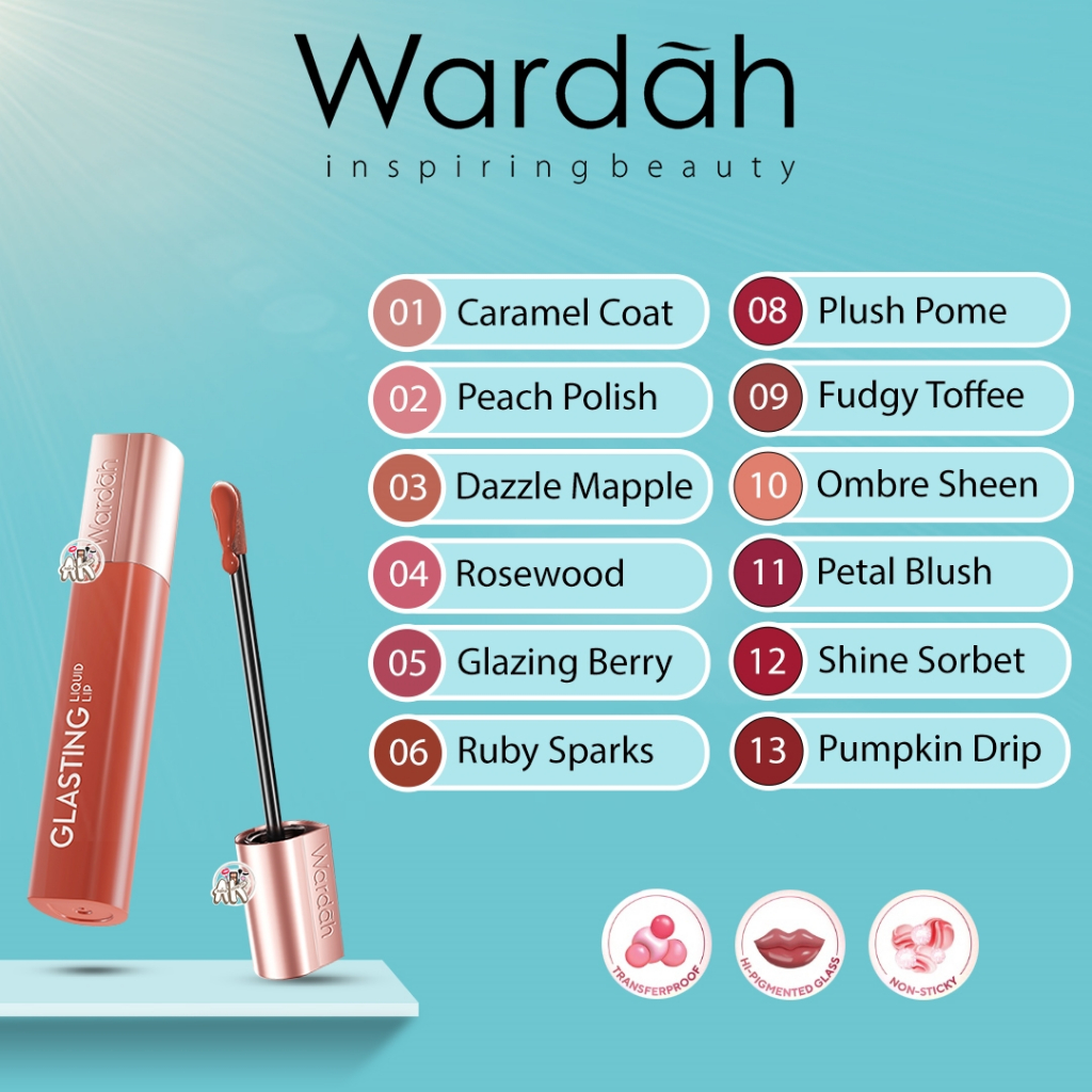Jual WARDAH GLASTING LIQUID LIP HI-PIGMENTED GLASS COLOR ( READY ALL SHADE ) | Shopee Indonesia