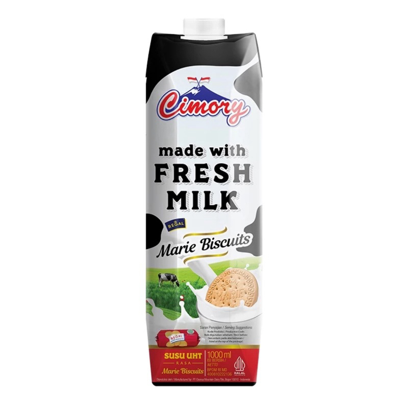 Jual cimory UHT fresh milk marie biscuits/regal 1L (4pcs=gratis ongkir ...