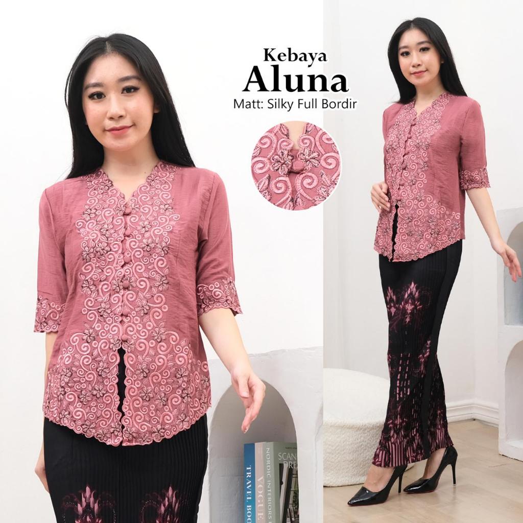 Jual Terbaru Atasan Kebaya Encim Modern Bahan Silky Korea Aluna COD ...