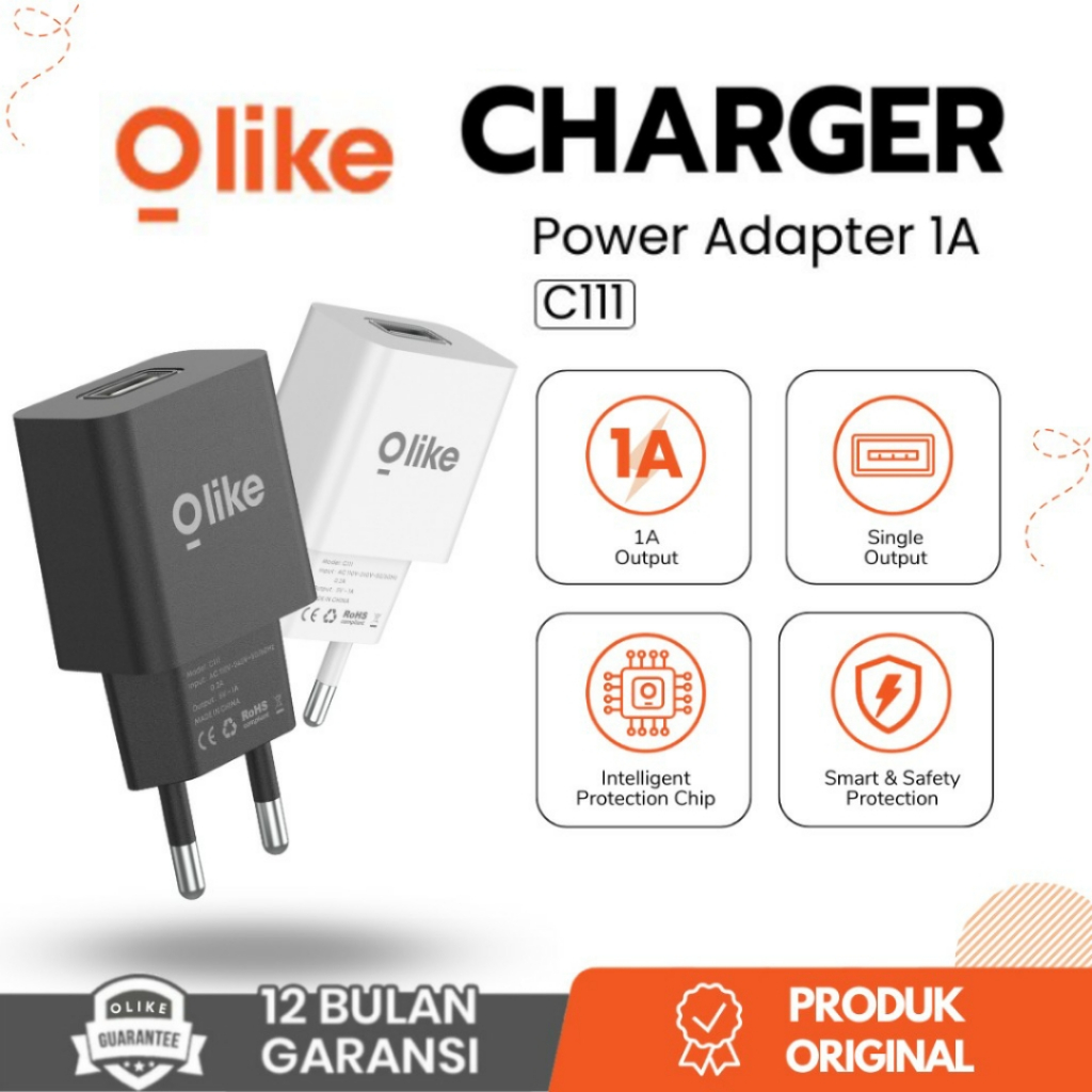 Jual OLIKE C111 Kepala Charger Adaptor 5V - 1A Single USB Port Safe ...