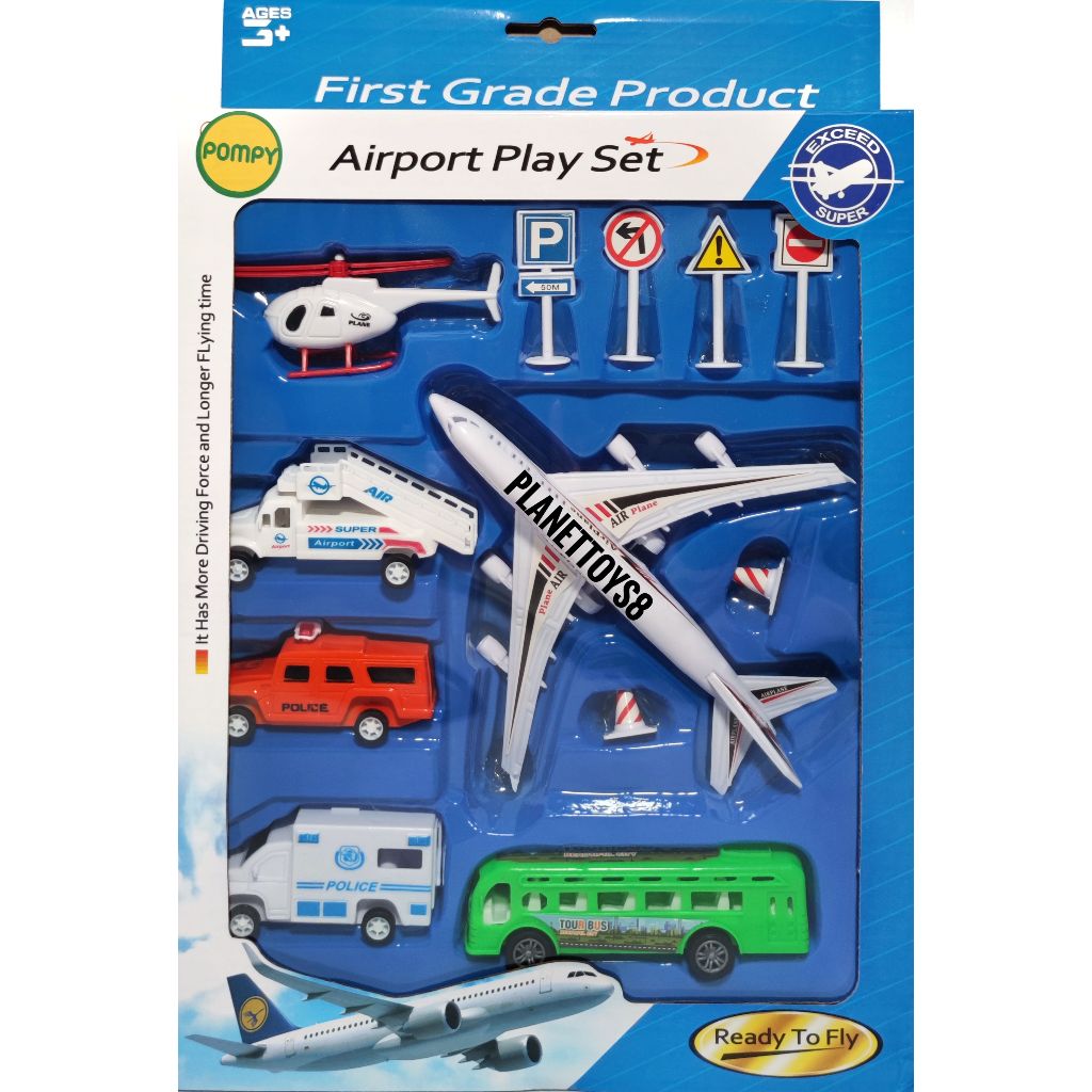 Jual Mainan Pesawat Terbang Set Mobil Bandara Airport Play Set | Shopee ...