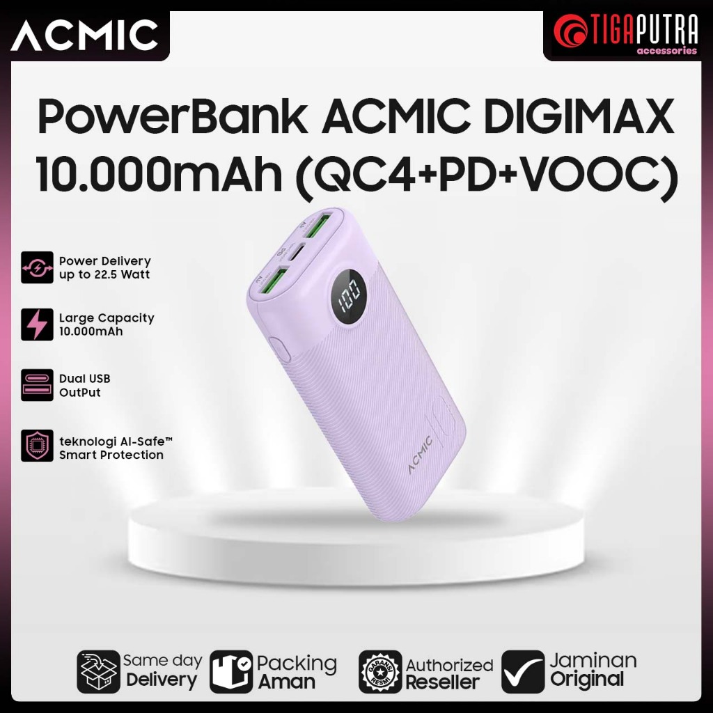 Jual ACMIC Powerbank DIGIMAX 10000mAh (QC4+PD+VOOC) | Shopee Indonesia