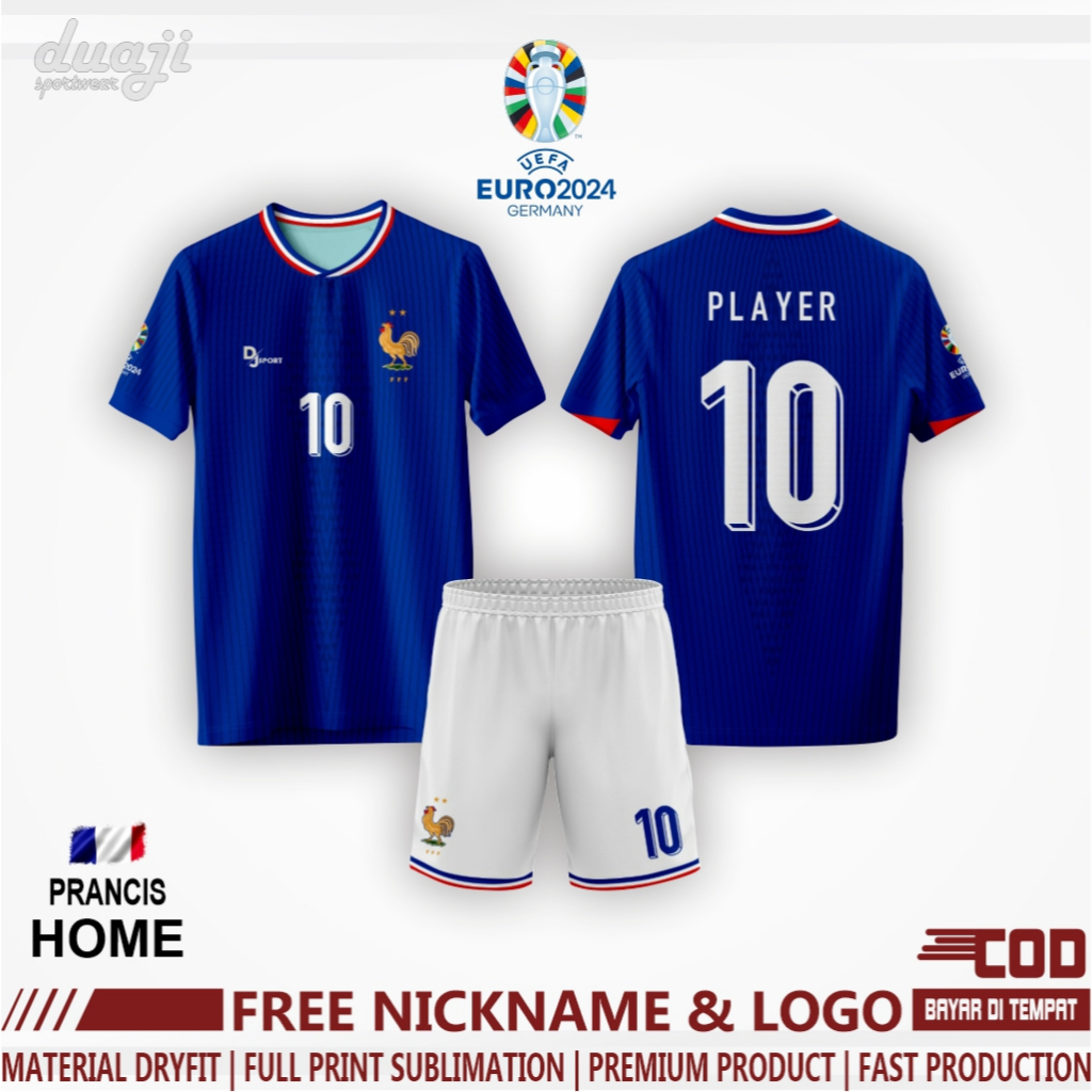 Jual Baju Jersey Bola TIMNAS FRANCE PRANCIS 2024 TERBARU EURO Home Away ...