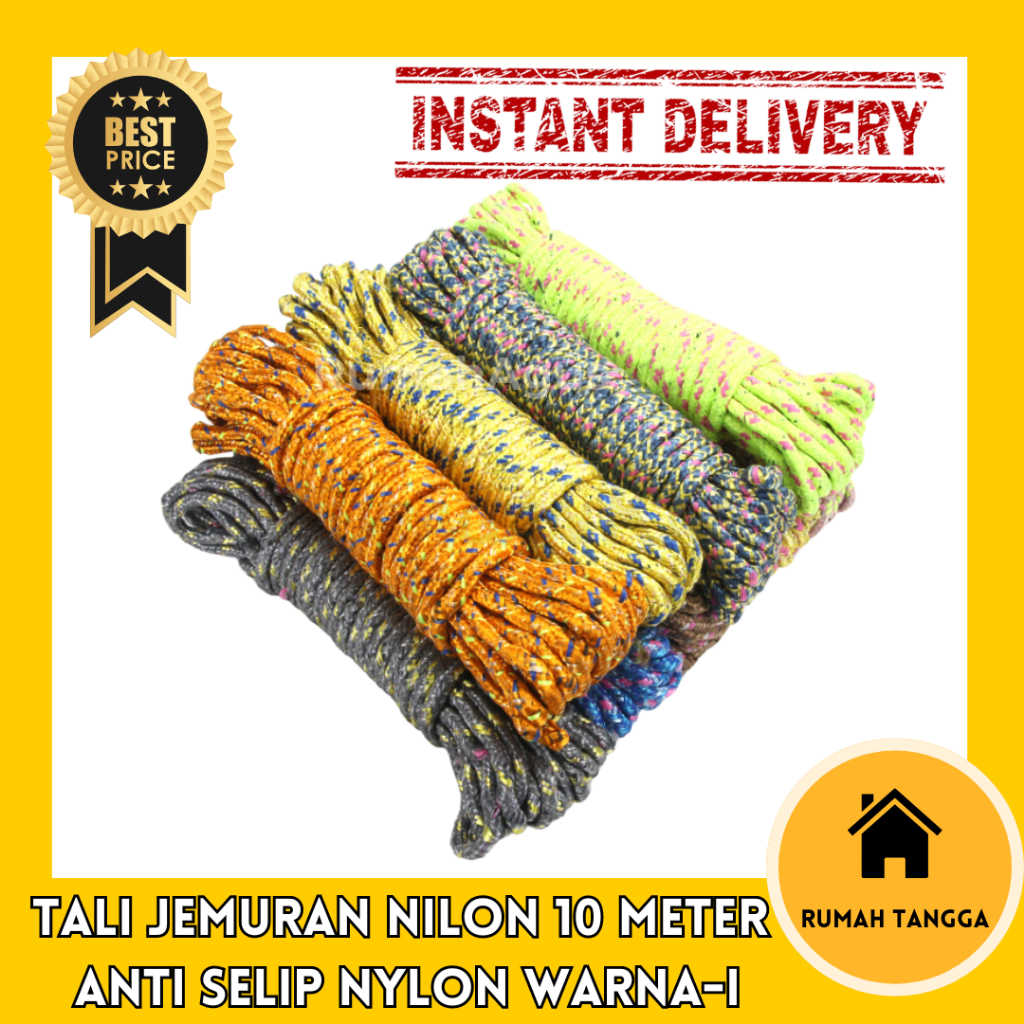 Jual Tali Jemuran Nilon 10 Meter Anti Selip Nylon Warna-i Cantik Kuat ...