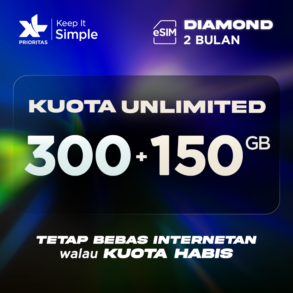 Jual BARU! eSIM XL PRIORITAS Diamond Unlimited FUP 350GB- 2 Bulan ...