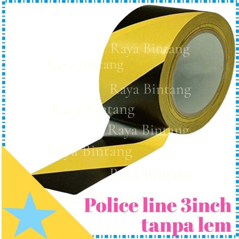 Jual Pita pembatas 3 inch roll 300m hitam kuning police line garis ...
