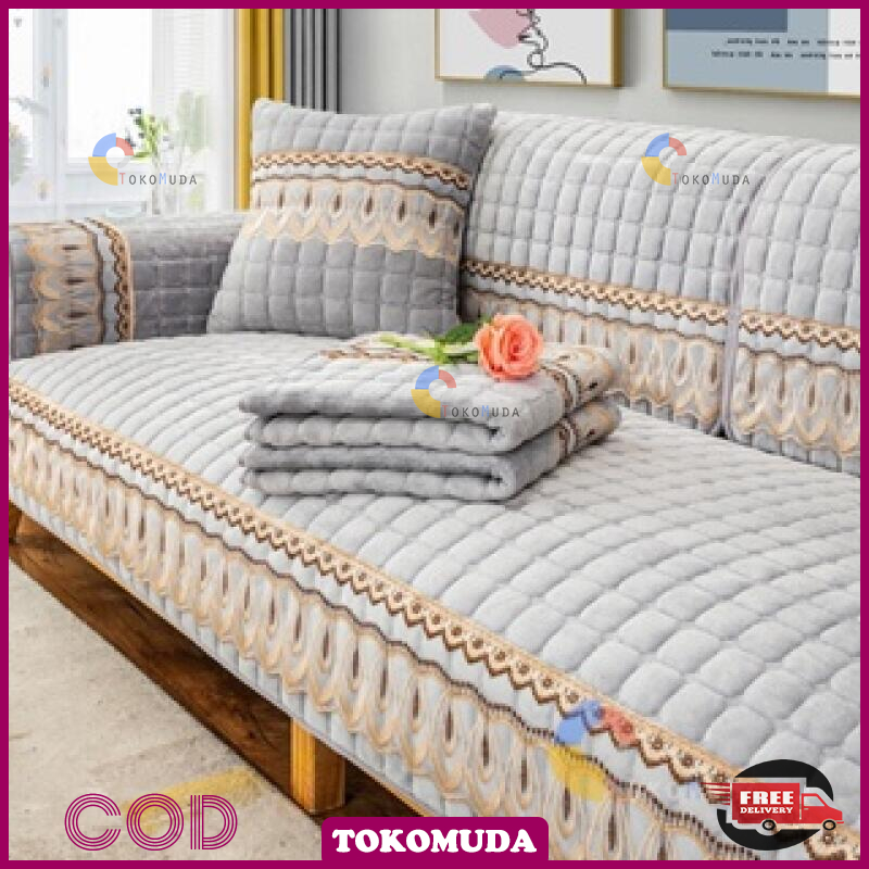 Jual TOKOMUDA COD Cover Sofa Premium Bulu European Non-slip Plush Lace Sofa SR65 | Shopee Indonesia