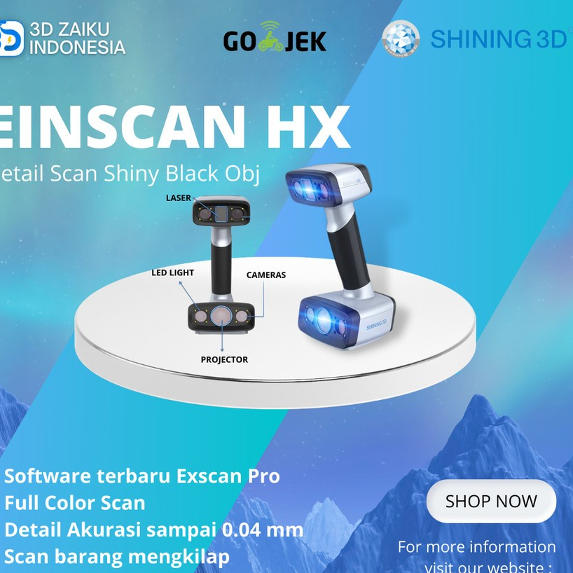 Jual Industrial Grade 3D Scanner Einscan HX for Detail Scan Shiny Black ...