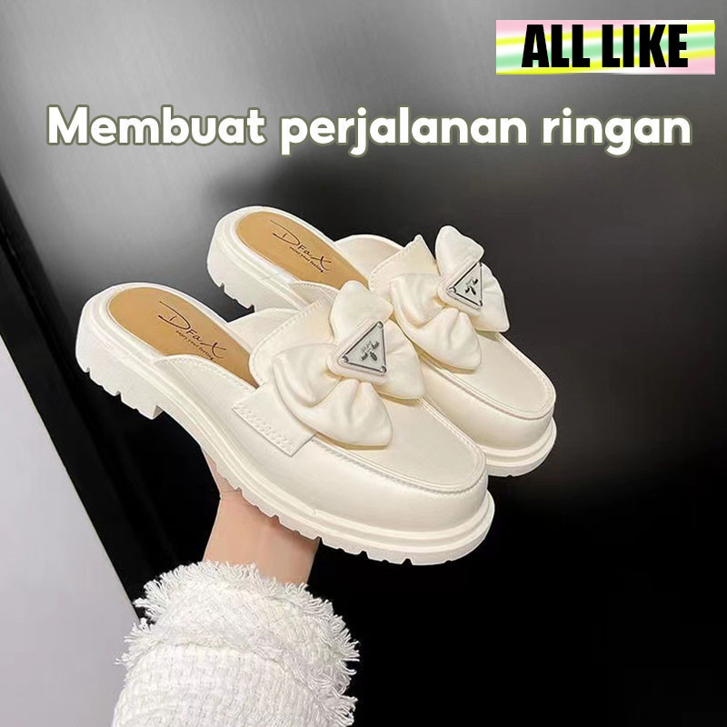Jual 【ALL Like】 Sepatu Slop Pita Wanita: Pantofel dengan Desain Pita ...