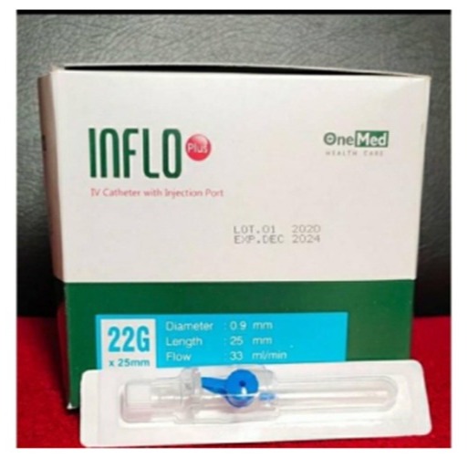 Jual Iv Catheter No. 22 G Merk Onemed ( Inflo Plus) Harga Per Box = 50 ...