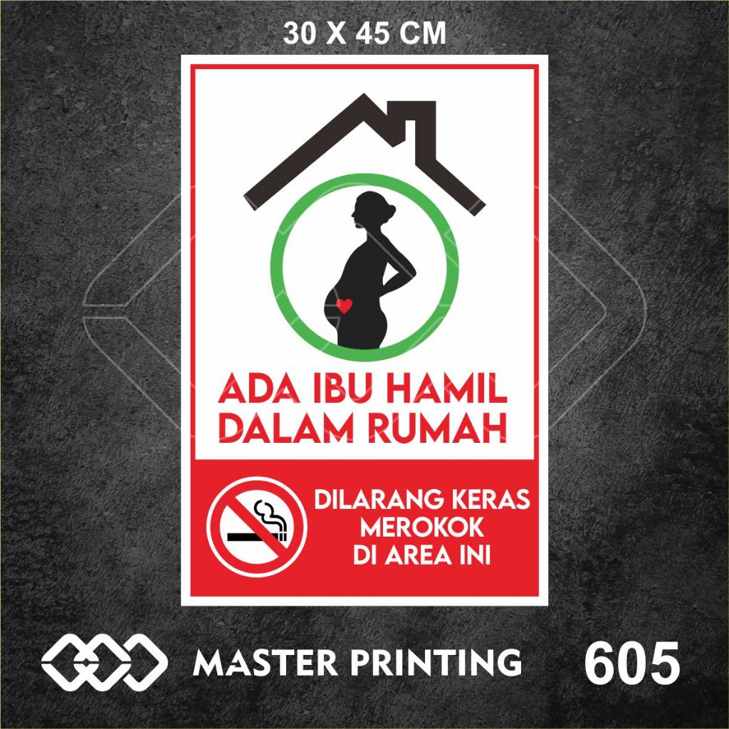 Jual 605 - Stiker Dilarang Merokok, Ada Ibu Hamil, Sticker Vinyl, Tahan ...