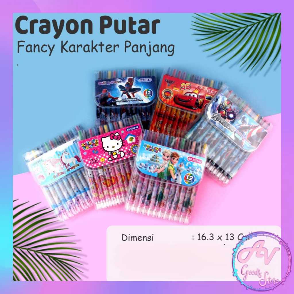 Jual Crayon / Crayon Putar PANJANG 12 warna / Oil Pastel Putar ...