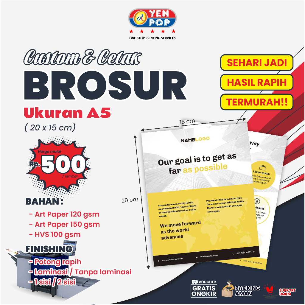 Jual Brosur Custom I Cetak Flyer I Cetak Brosur A5 Art Paper 120 / 150 ...
