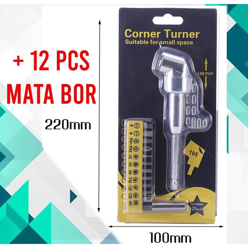 Jual CAJ Sambungan Bor / Kepala Bor Extension Mata Bor L Angle 1/4inch ...