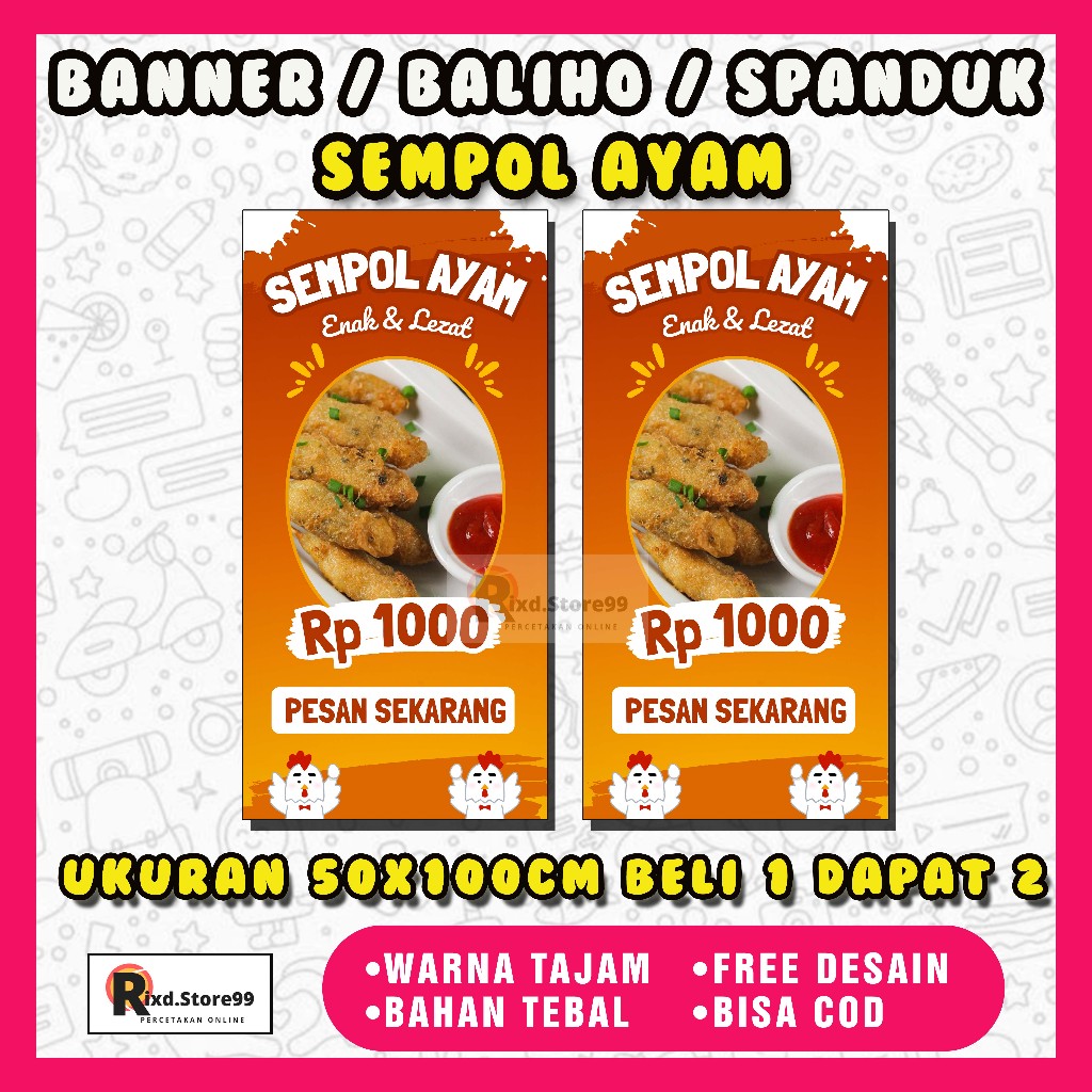 Jual BANNER SPANDUK SEMPOL AYAM 50X100CM | SPANDUK SEMPOL BENER BALIHO ...