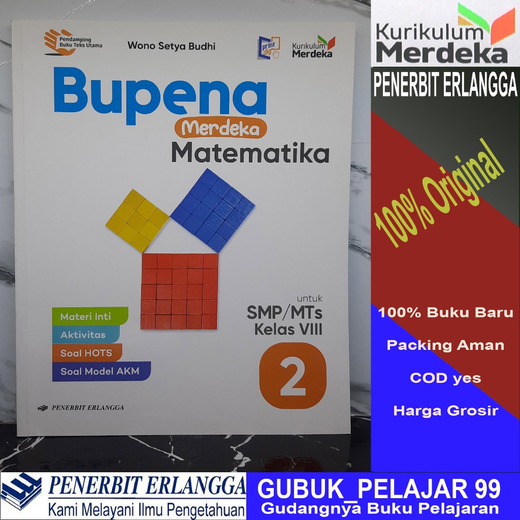 Jual Bupena MATEMATIKA Kelas 8/VIII SMP/MTs Erlangga Kurikulum Merdeka Penulis: Wono Setya Budhi ...