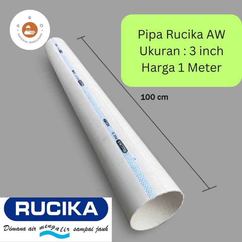 Jual Pipa Pvc POTONGAN Rucika AW 3 inch 3" (Harga per Meter) | Shopee ...