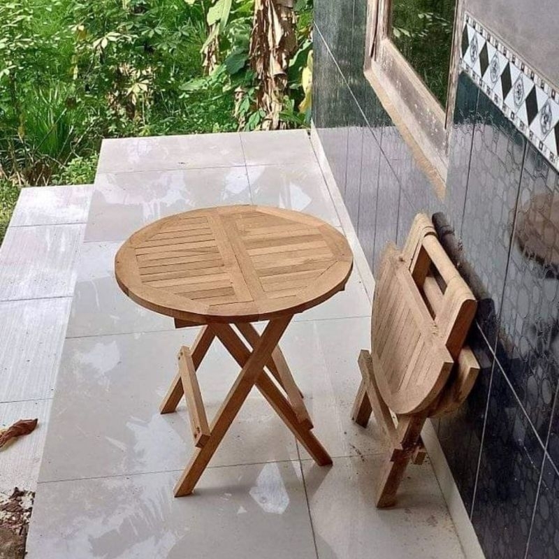 Jual Meja Teras Meja Piknik Meja Lipat Kayu Jati Asli Furniture Jepara ...