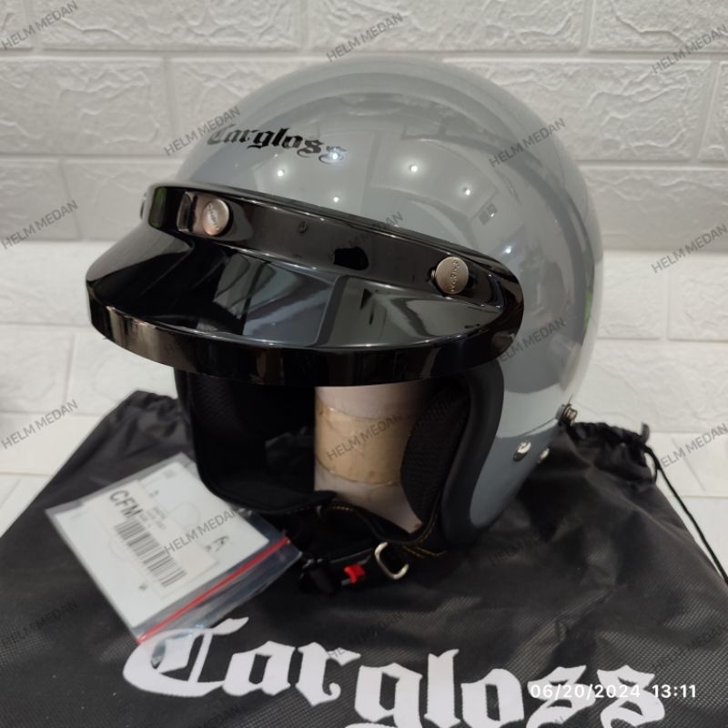 Jual Helm Cargloss Retro Original CFM Warna Dark Grey | Shopee Indonesia