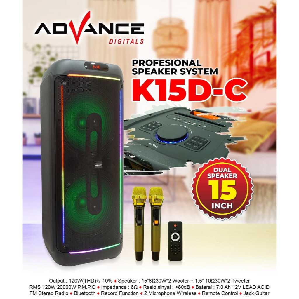 Jual SPEAKER SYSTEM DUAL SPEAKER 15 INCH FREE 2 MIC K15D-C ADVANCE PROFESIONAL SPEAKER | Shopee ...