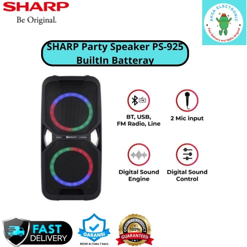 Jual SHARP PS-925 PARTY SPEAKER BUILTIN BATTERAY PORTABLE SPEAKER | Shopee Indonesia