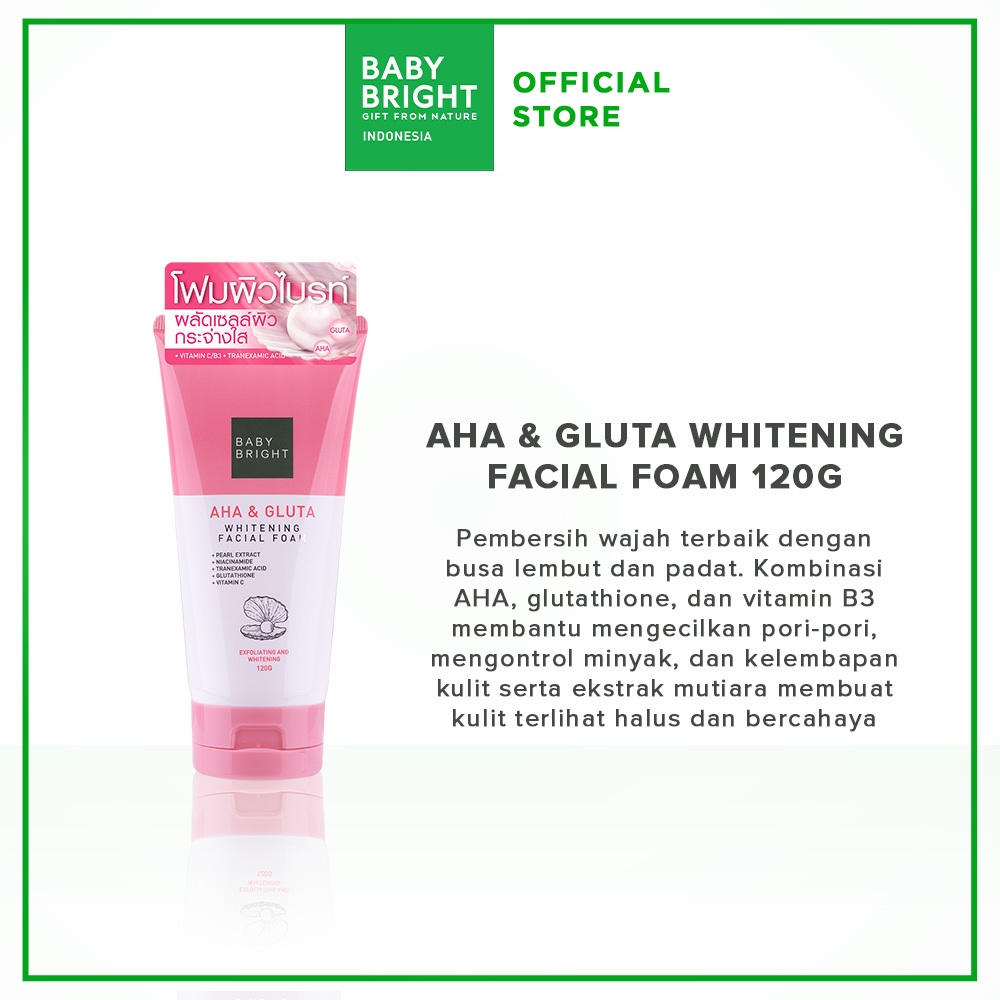 Jual Facial Foam Baby Bright | AHA & Gluta Whitening Facial Foam 120g ...
