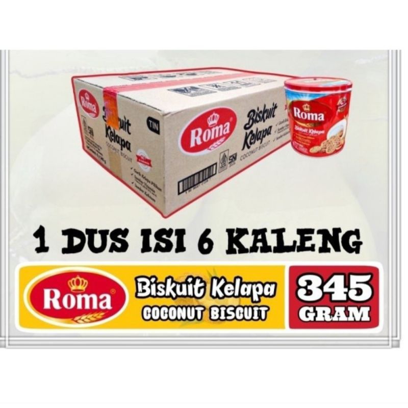 Jual Roma Biskuit Kelapa Coconut Biscuit 345G 1 Dus Isi 6 Kaleng ...