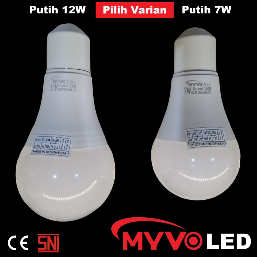 Jual Lampu Bohlam LED Lighting 7W 12W Cahaya Putih Myvo Grand A Cool ...