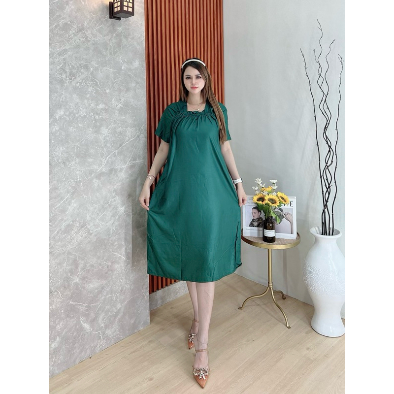 Jual BatikKM Daster Fuji Polos Rayon Adem Dress Full Karet Nyaman ...