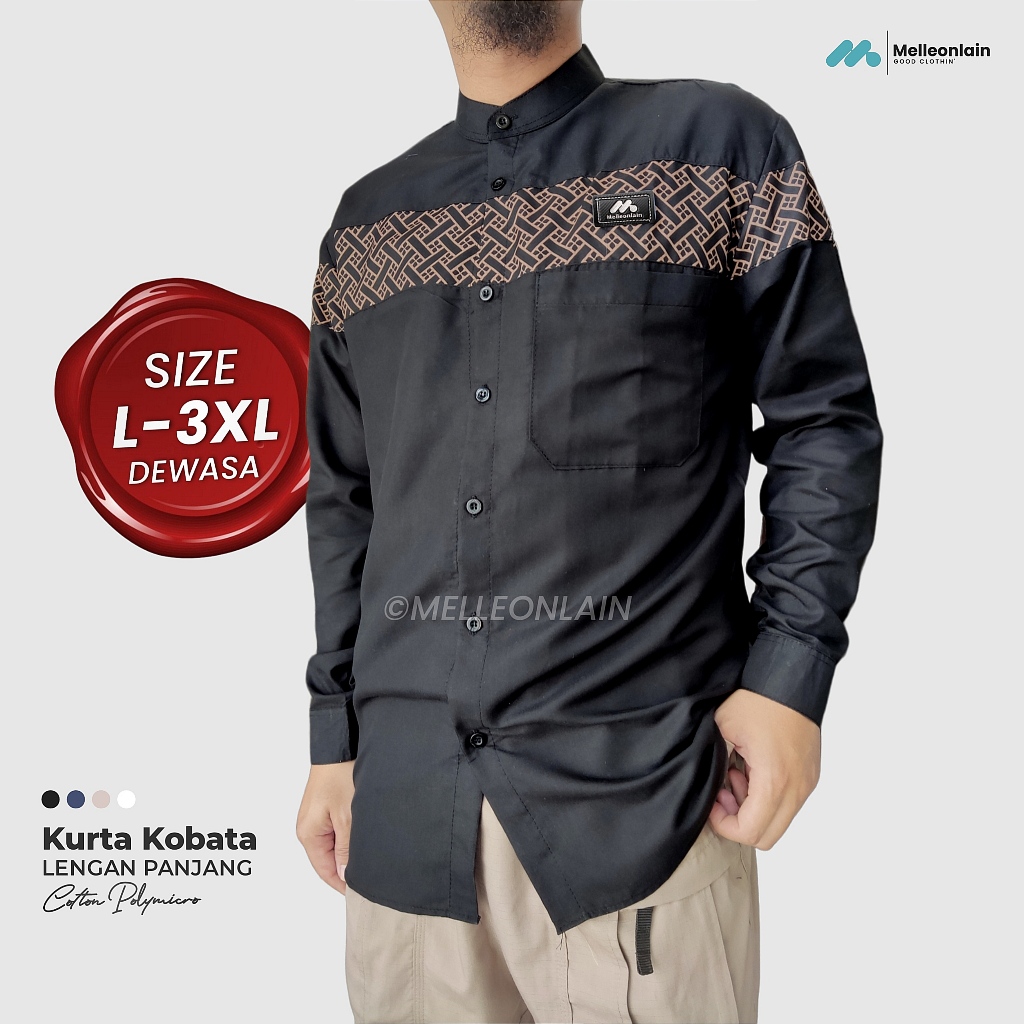 Jual Baju Koko Kobata Kemko Kemeja Kurta Lengan Panjang Manset Takwa Muslim Pria Katun | Shopee ...
