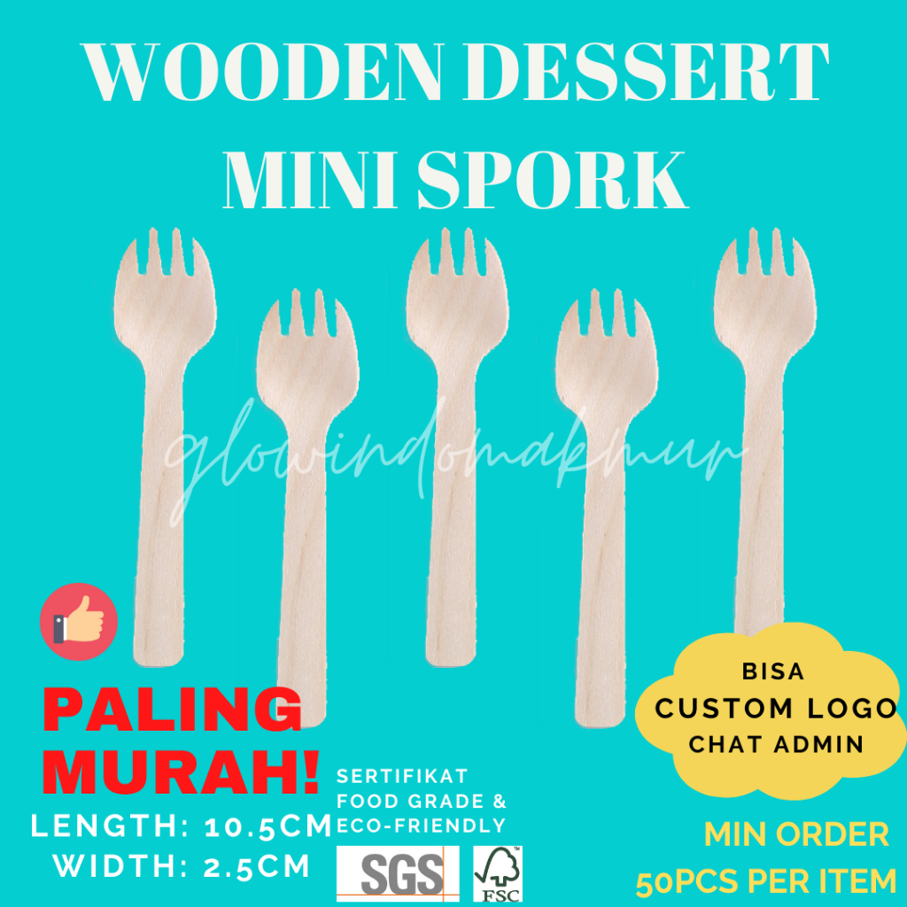 Jual Spork Mini Kayu Garpu Dessert Garpu Kue Garpu Buah Sendok Kue ...