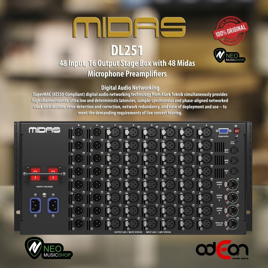Jual MIDAS DL251 48 Input 16 Output Stage Box with 48 Midas Microphone ...