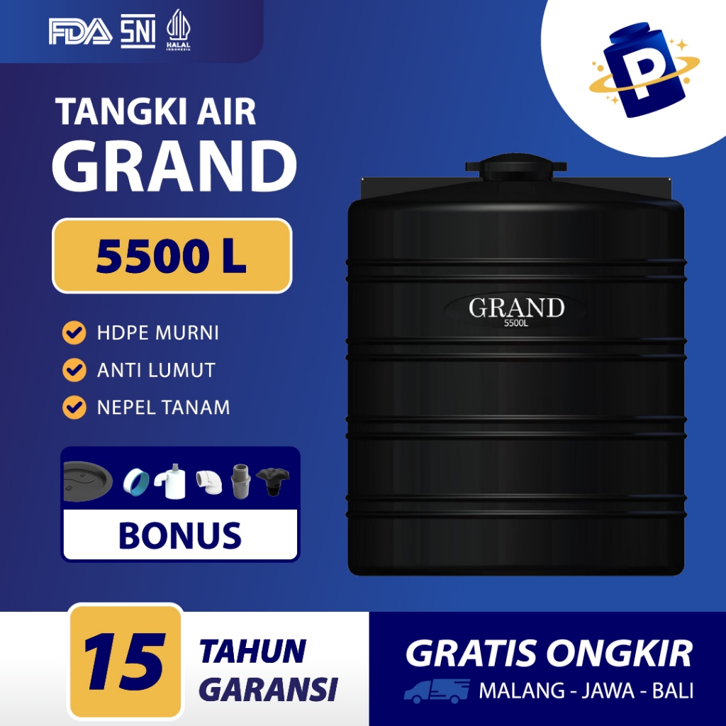 Jual Tandon Toren Tangki Air Grand 5500 L Anti Lumut & Sertifikasi ...