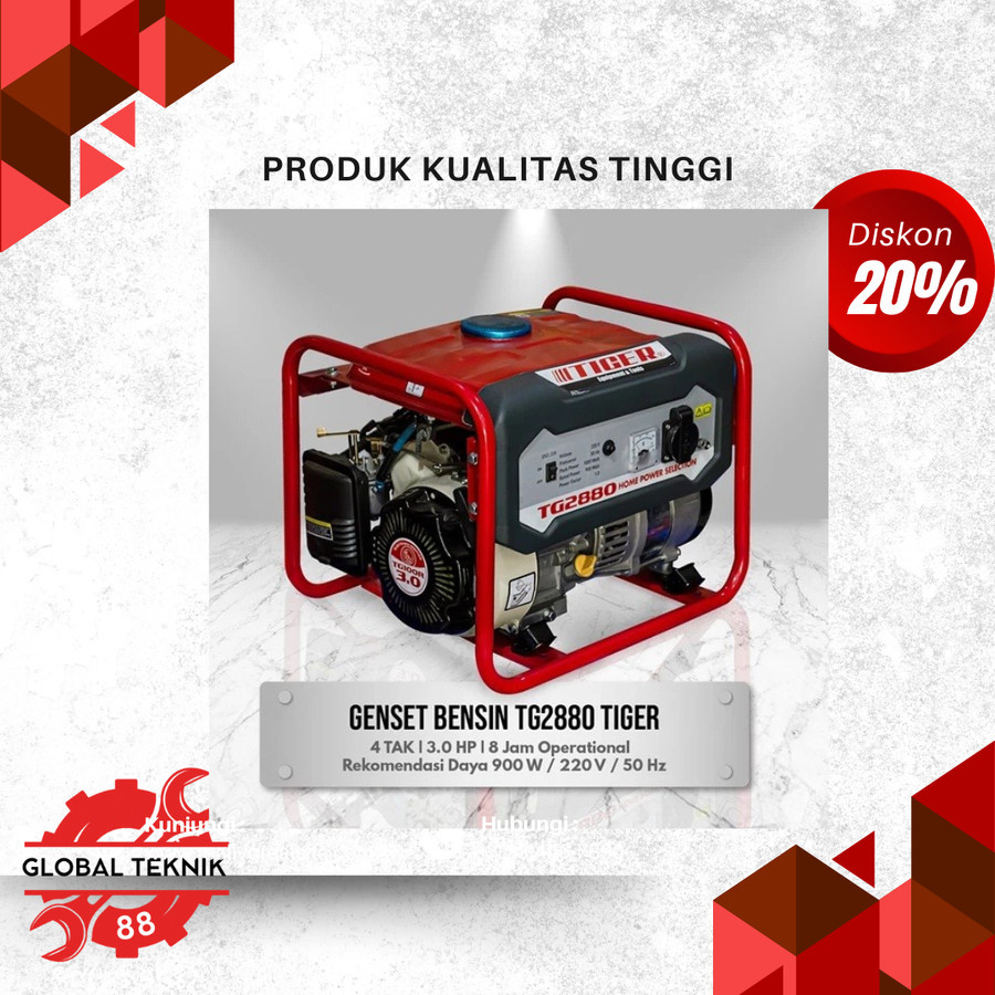 Jual Mesin Generator Genset Bensin 2800 Watt Tiger Type TG 4880 ...