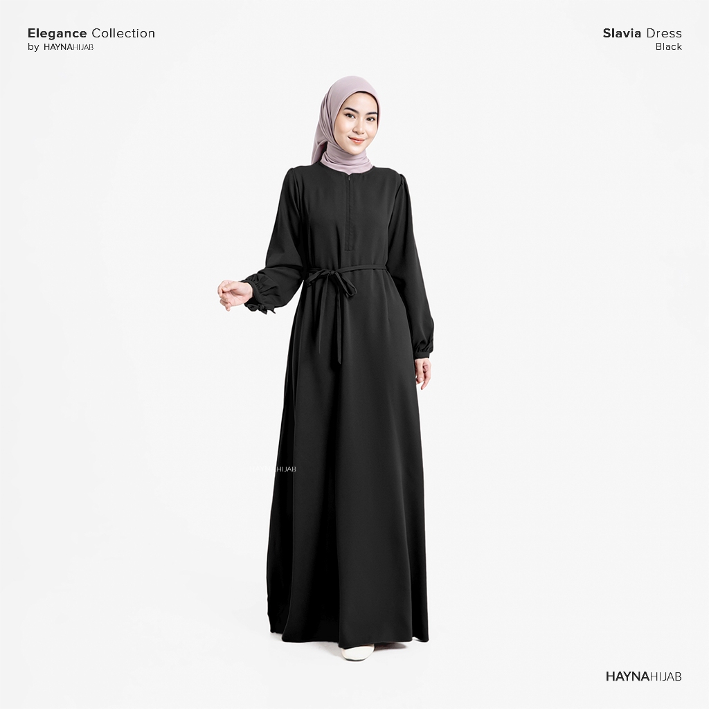 Jual HAYNA sLavia Dress (Black) - Daily Dress Busui Friendly Gamis ...