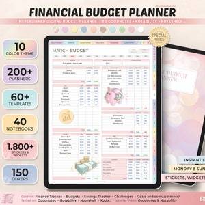 Jual Digital Financial Budget Planner, Undated Digital Planner, Finance ...