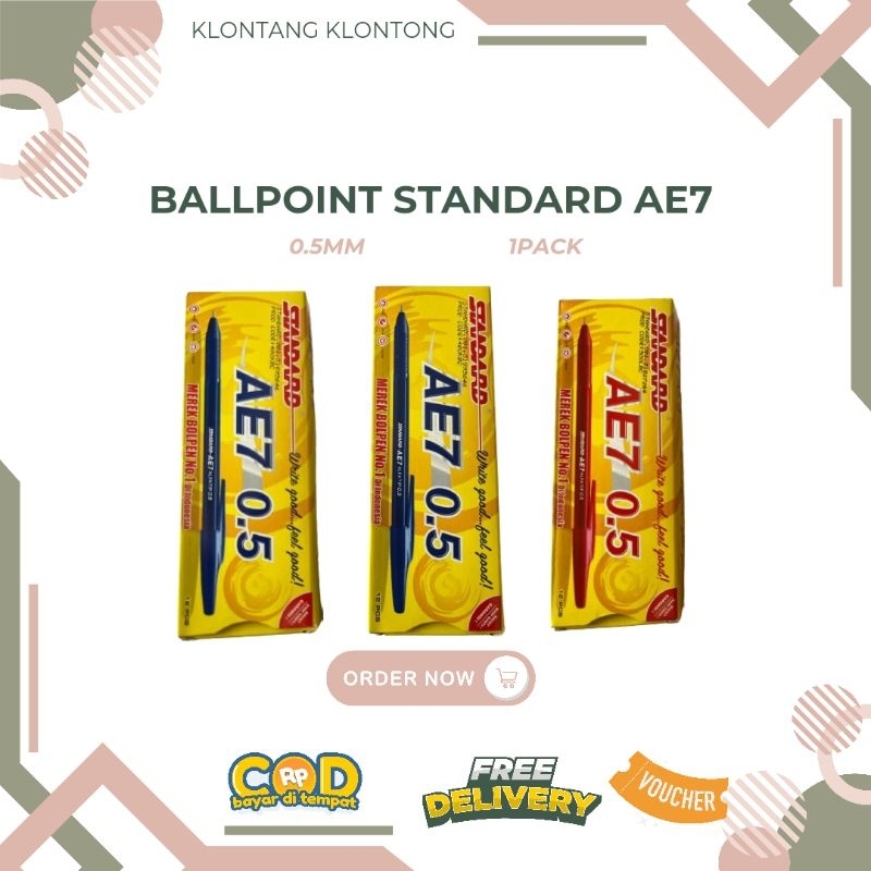 Jual Ballpoint Standard AE7 ( 1 Pack) | Shopee Indonesia