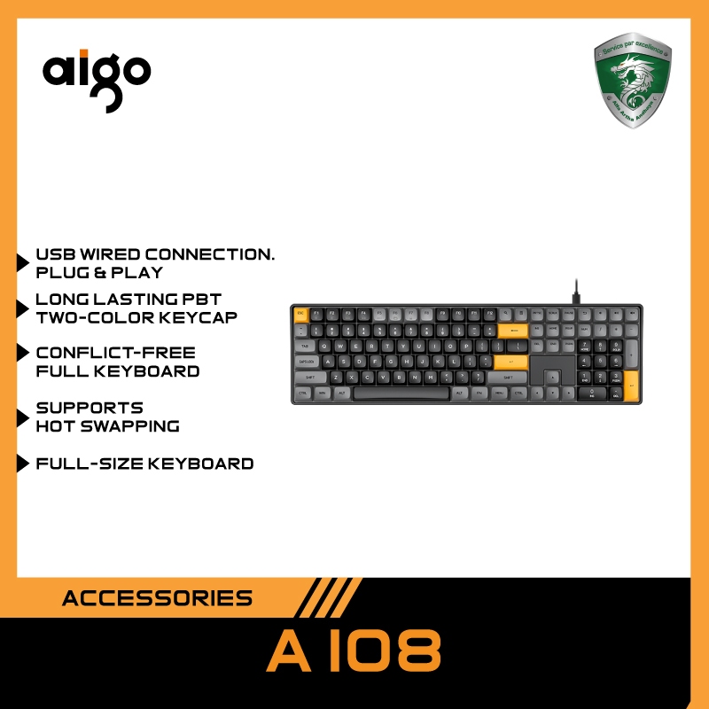 Jual AIGO Keyboard A108 - WIRED USB [RED SWITCH] | Shopee Indonesia