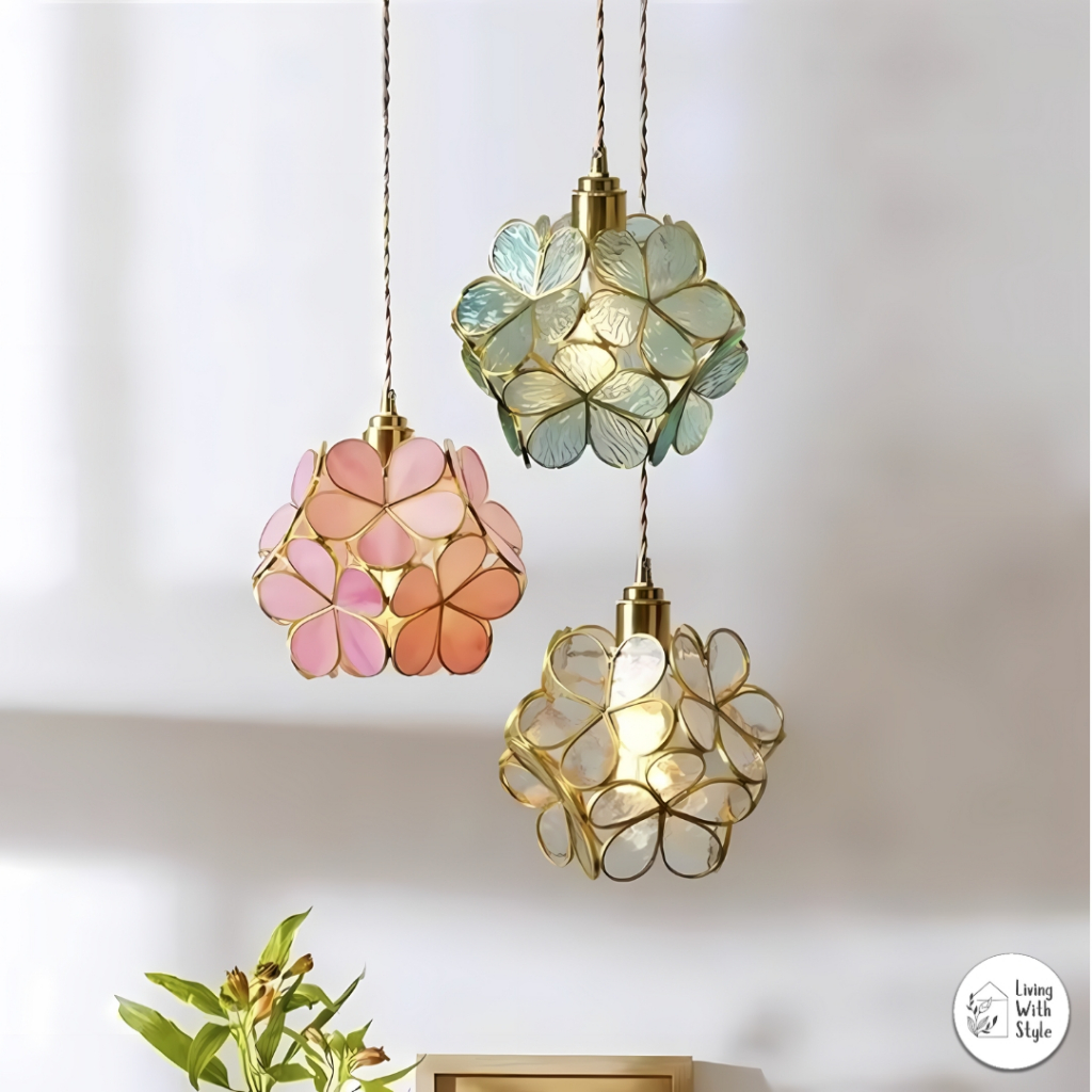 Jual Living With Style - Japanese Flower Drop Gold Ceiling Lamp / Lampu ...