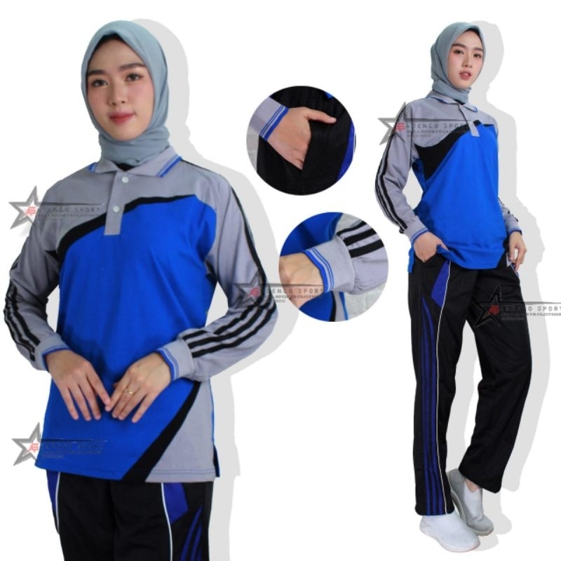 Jual Seragam Kaos Olahraga Senam Wanita dan Pria Lengan Panjang / setelan Baju Training Olahraga ...