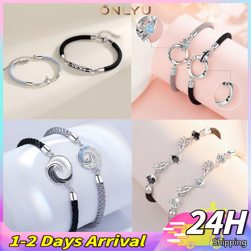 Jual 2 Pcs Couple Gelang titanium Gelang Couple Wanita Drawstring ...