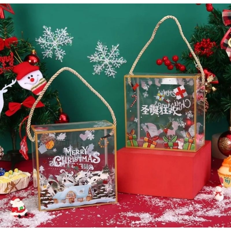 Jual satuan mika nAtal box mika merry christmas box mika natal permen ...