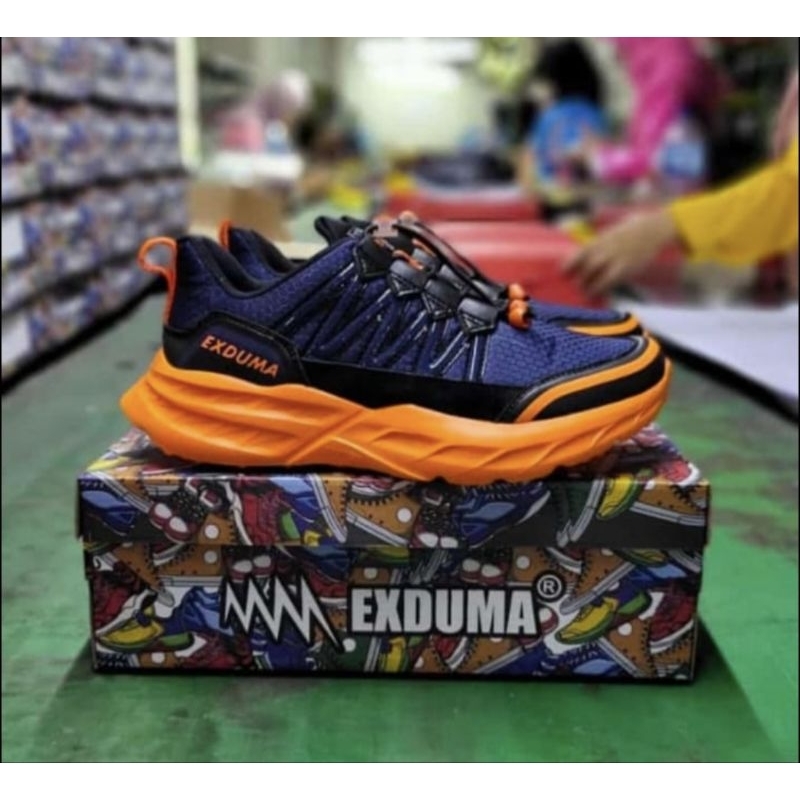 Jual SEPATU EXDUMA SNEAKERS NAVY ORANGE SOL 2024 | Shopee Indonesia