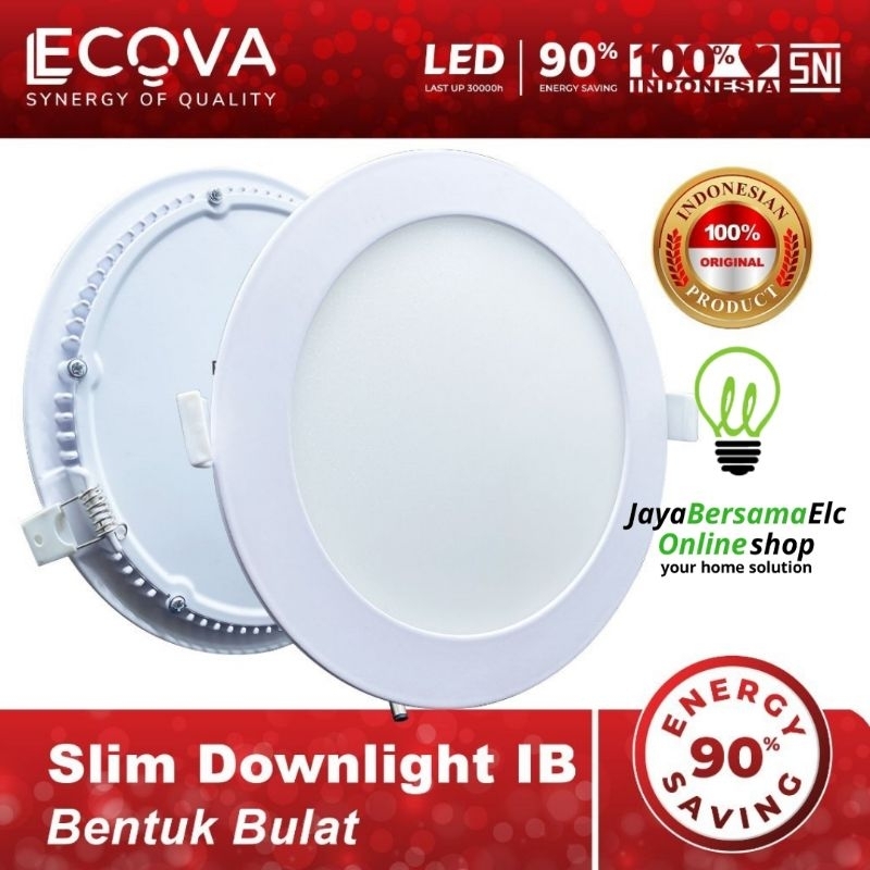 Jual ECOVA Lampu Panel Plafon LED Slim Downlight IB INBOW Tanam Bulat ...