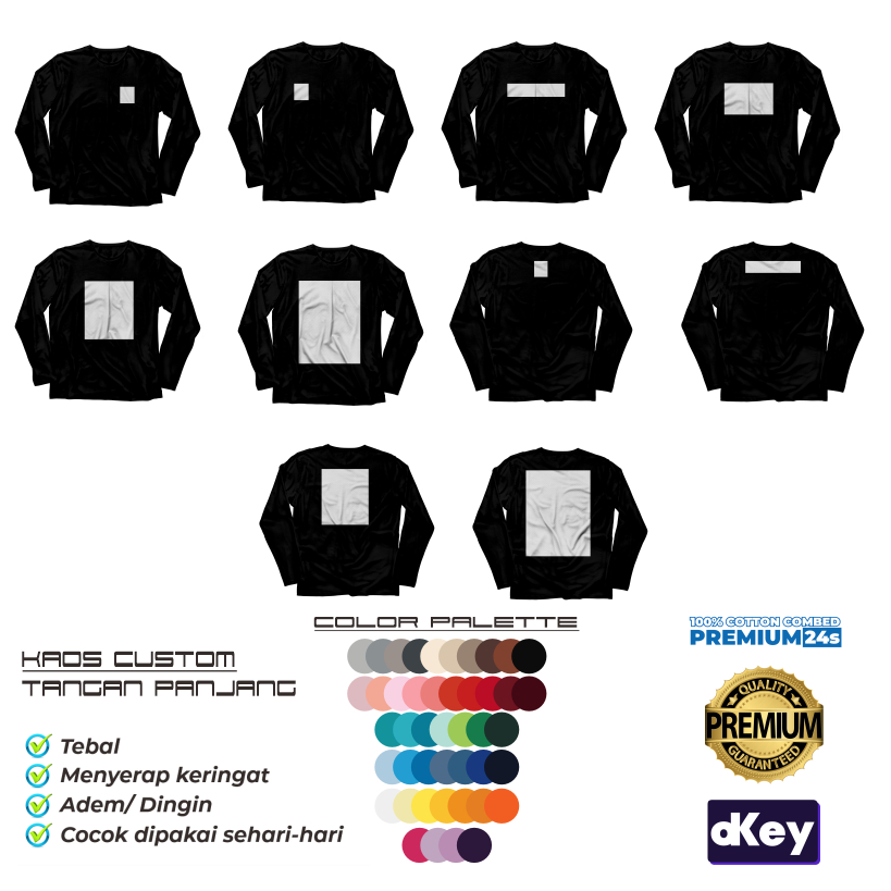 Jual Kaos Sablon Custom DTF Lengan Panjang Bisa Satuan atau Banyak ...