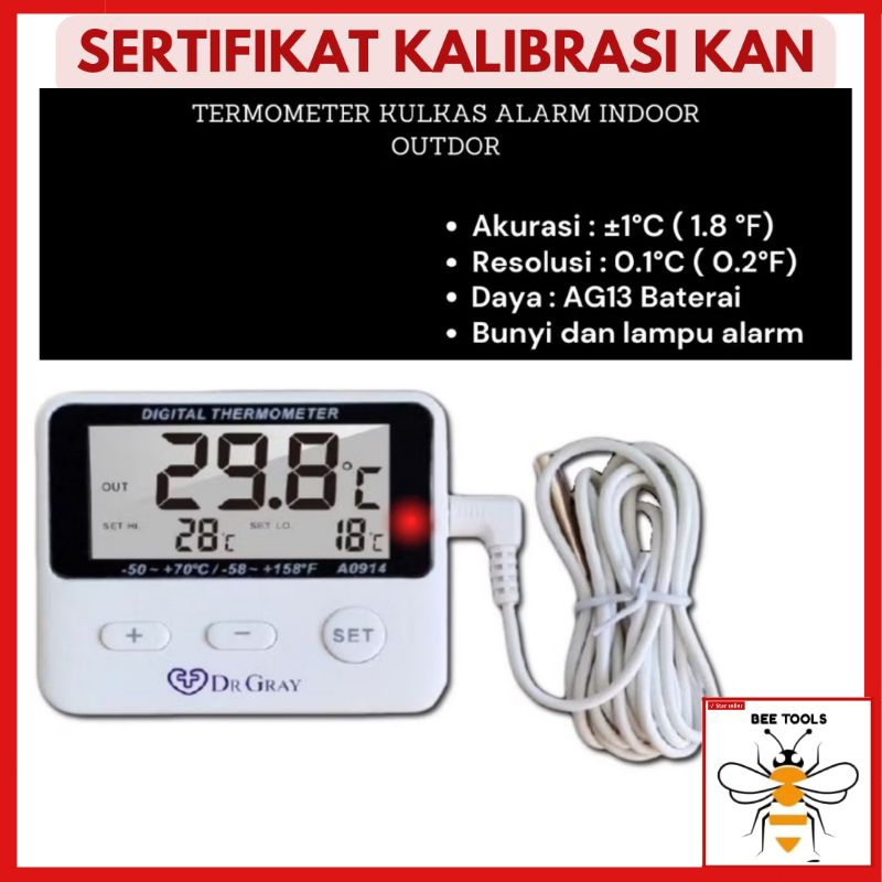 Jual Termometer Digital Kulkas indor Outdoor Plus Sertifikat kalibrasi ...
