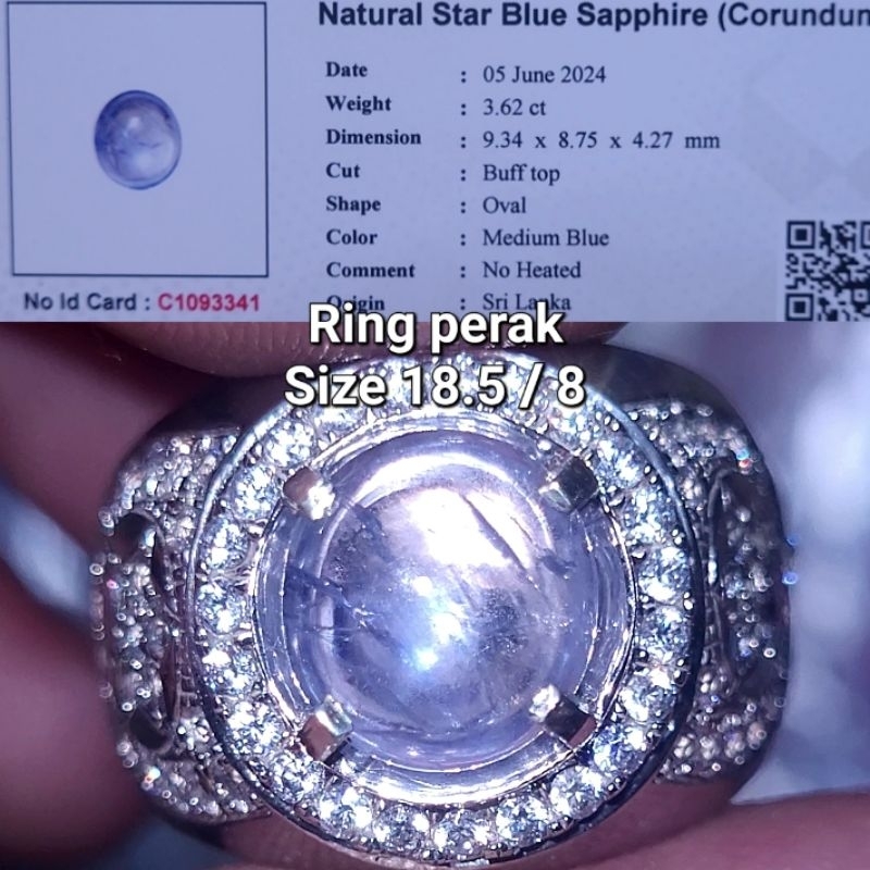 Jual Natural blue sapphire star ceylon BODY GLASS SUPER KRISTAL INTI ...