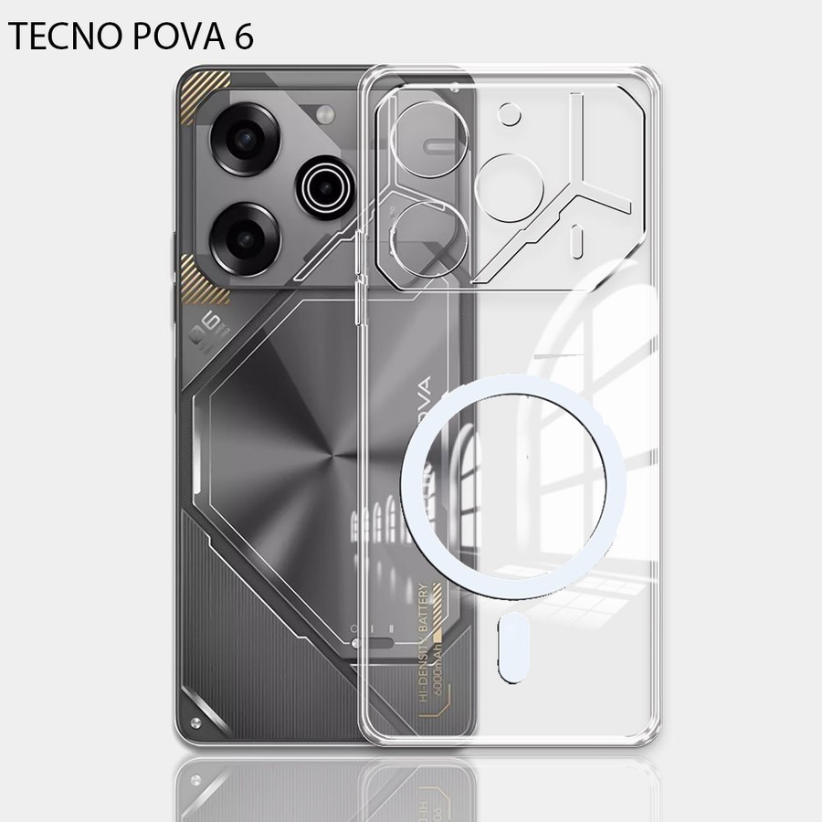 Jual Case Tecno Pova 6 6 Pro MAGSAFE Casing Bening TPU Bumper Magnetic Armor Transparan Clear ...