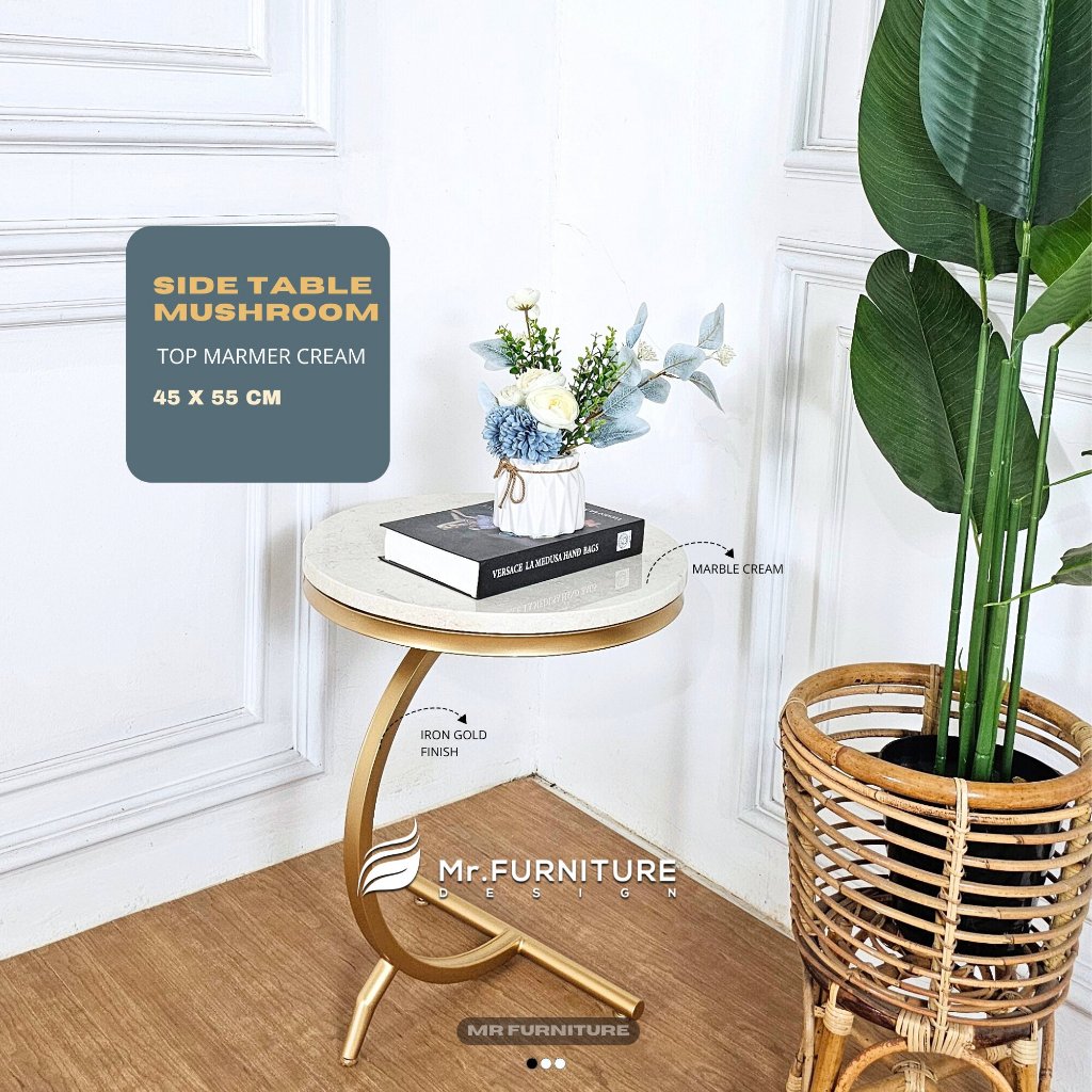 Jual side table mushroom gold top marmer | Shopee Indonesia