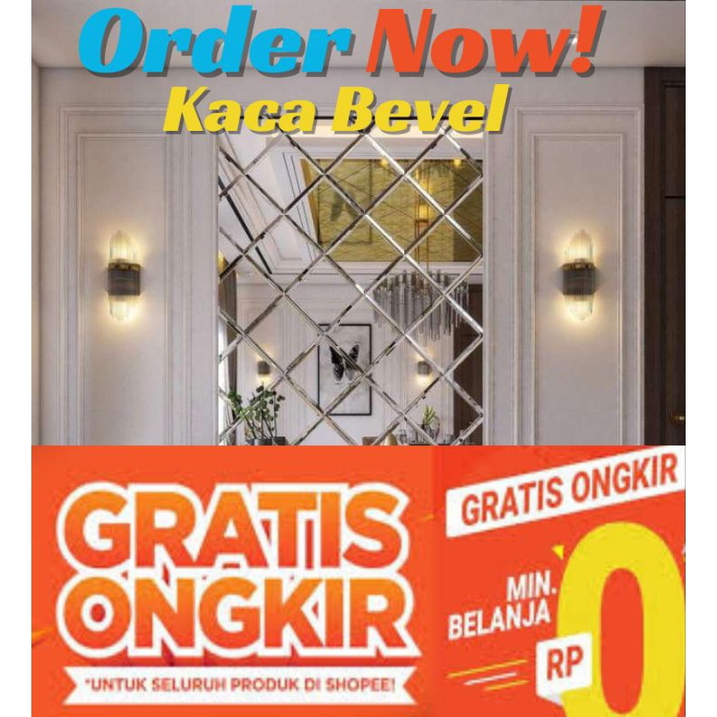 Jual Kaca cermin bevel ukuran 90cm x 120cm ketebalan 5mm | Shopee Indonesia